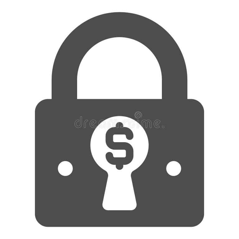 Lock with Dollar in Keyhole Solid Icon, Global Sanctions Concept ...