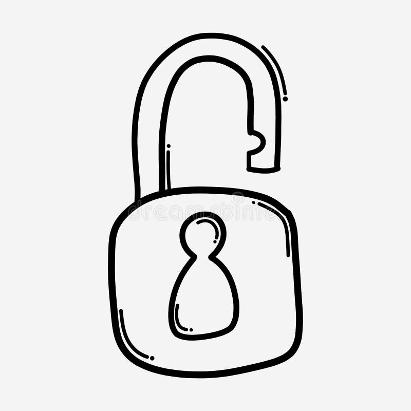 Lock Doodle Vector Icon. Drawing Sketch Illustration Hand Drawn Line ...