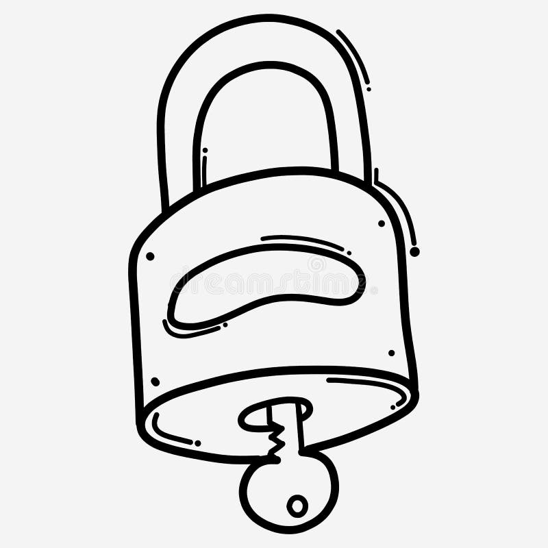 Lock Doodle Vector Icon. Drawing Sketch Illustration Hand Drawn Line ...