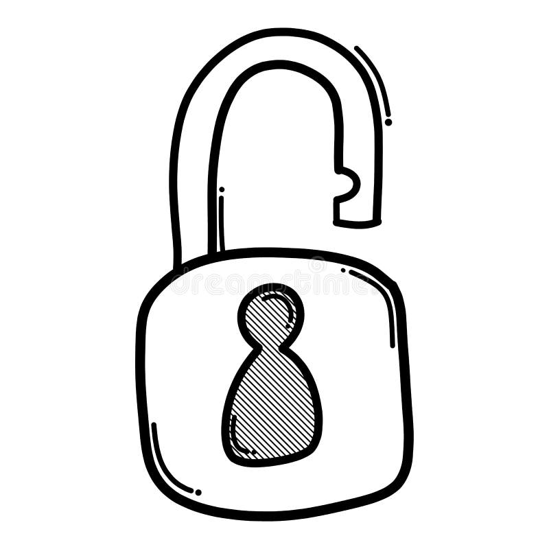 Lock Doodle Vector Icon. Drawing Sketch Illustration Hand Drawn Line ...