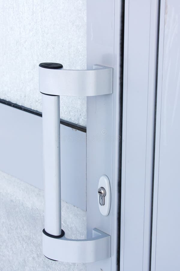 Lock and Door Handle on the Plastic Door Stock Photo - Image of ...
