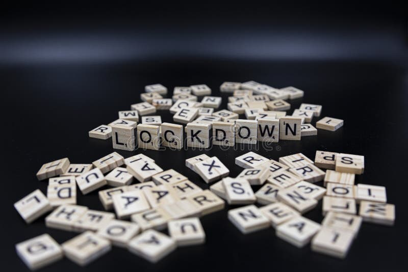 Lock Down - Covid-19 - Symbolic Letters - Dark Background Stock Photo ...