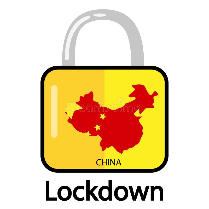 Lock Down Locked Countries China with Symbol Vector Illustration Stock ...