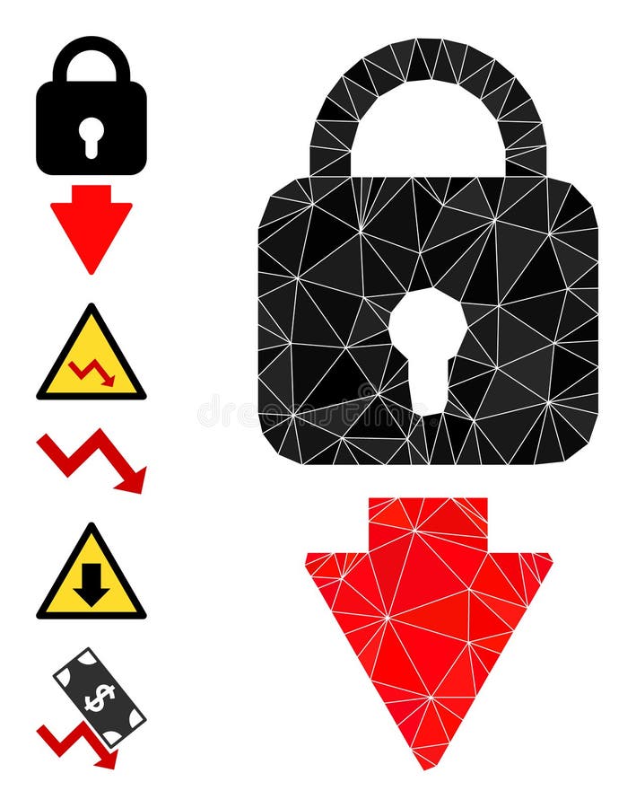 Lock Down Triangle Icon and Other Icons Stock Vector - Illustration of ...