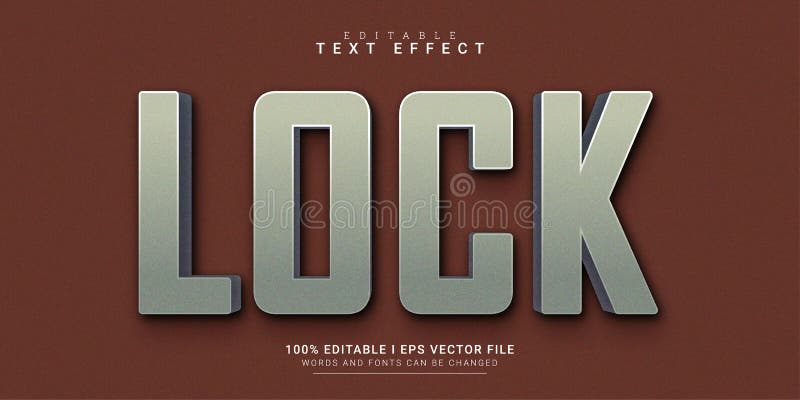 Lock Editable Text Effect 3d Style Stock Vector - Illustration of gray ...