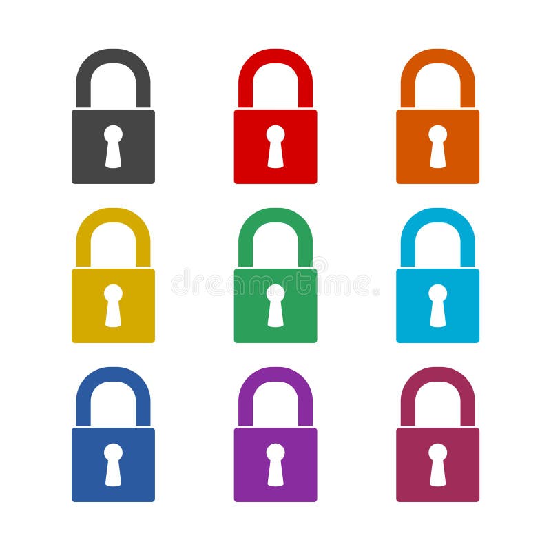 Color Lock Logo Icon Sign, Padlock Stock Vector - Illustration of ...
