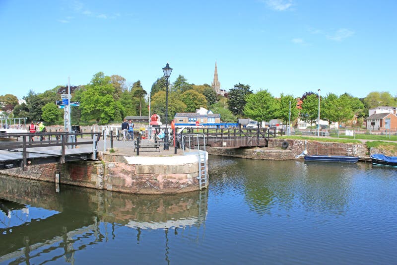 Lock on Exeter Canal, Devon Stock Photo - Image of devon, houses: 143287932