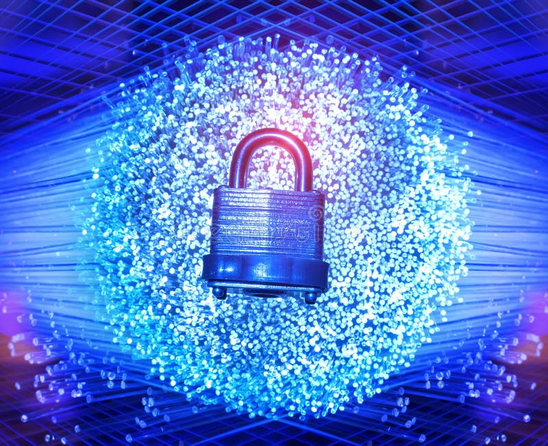 Lock with Fiber optics stock image. Image of global - 184166327
