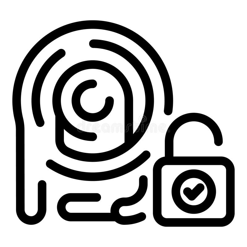 Lock Fingerprint Icon Outline Vector. Human Access Stock Vector ...