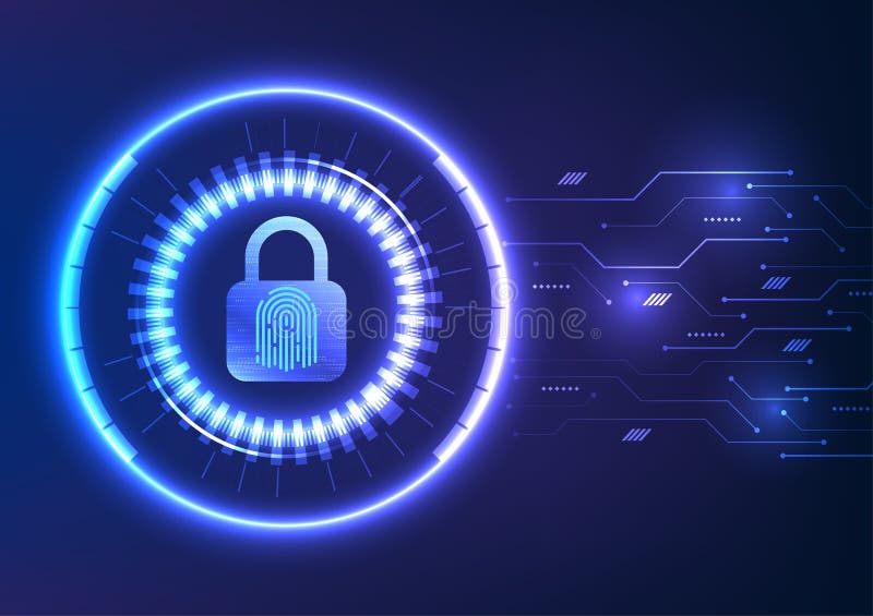 Lock with a Fingerprint Scanner, a Glowing Technology Circle, and a ...