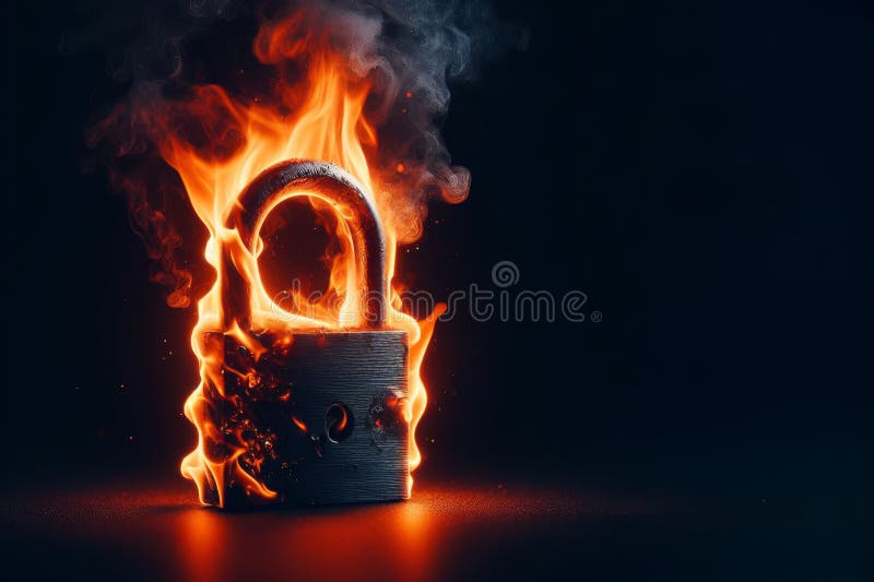 A Lock is on Fire and the Flames are Surrounding it Stock Photo - Image ...