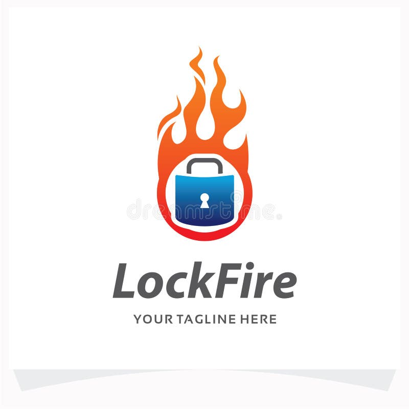 Lock Fire Logo Design Template Stock Vector - Illustration of broken ...