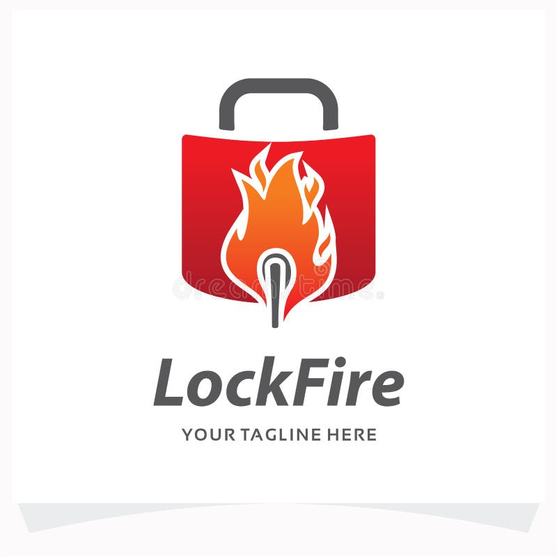 Fire Lock Logo Design Template Stock Vector - Illustration of magazines ...