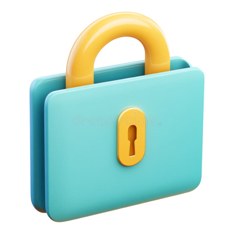 Lock Folder Against Transparent Background for Digital Security or ...