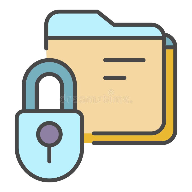 Lock Folder Icon Color Outline Vector Stock Vector - Illustration of ...