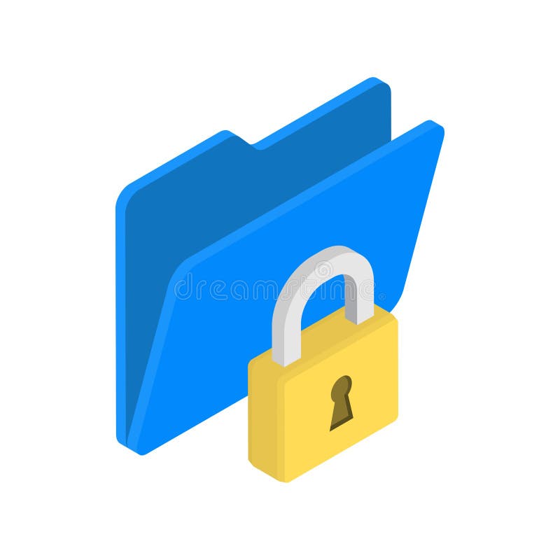 Lock and Folder Icon, Isometric Style Vector Illustration Stock Vector ...