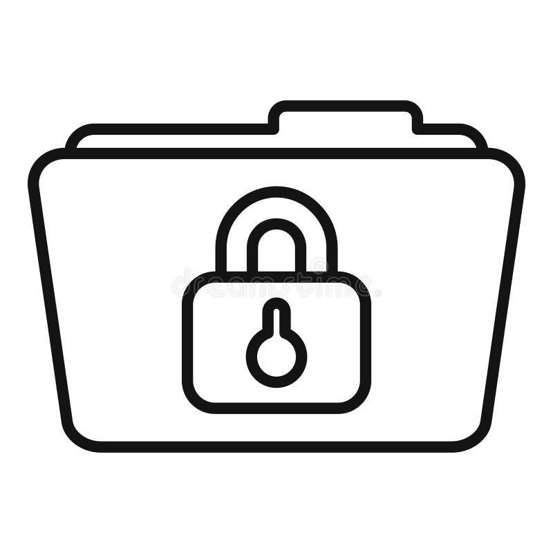 Lock Folder Icon Outline Vector Cipher Data Stock Vector