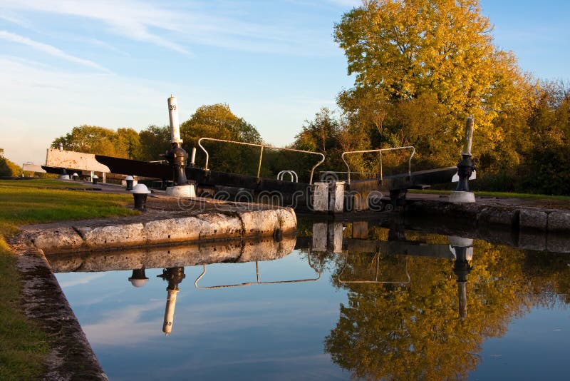 Lock Gate on the Hatton Flight, England Stock Image - Image of blue ...