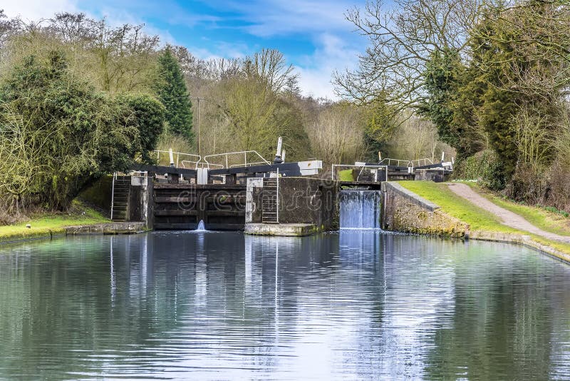 The Lock Gates at the Bottom of the Staircase of Locks at Hatton Locks ...