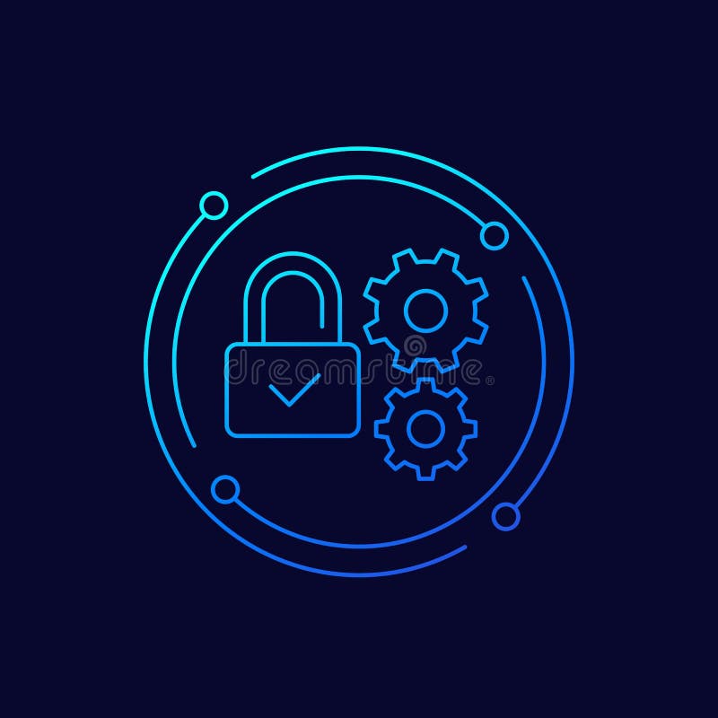 Lock and Gears, Security Line Vector Icon Stock Vector - Illustration ...