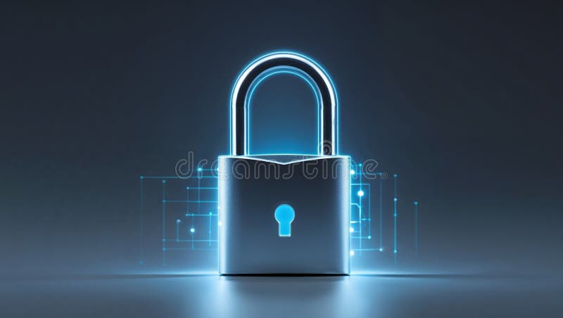 Lock with Glowing Lights Representing Digital Security and Protection ...