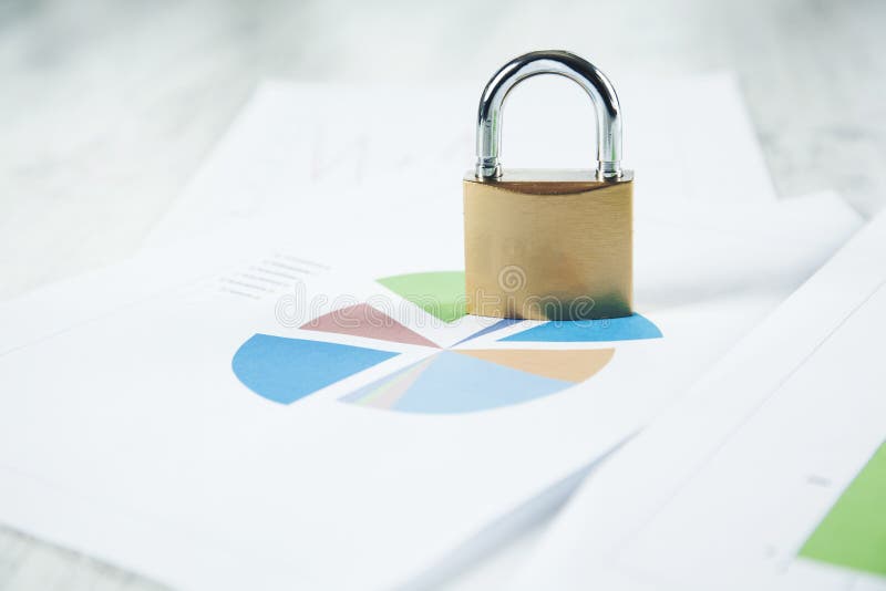 Lock on graph stock image. Image of office, data, protection - 145791521