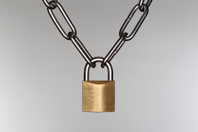Lock on grey background stock image. Image of shiny, chain - 49231565