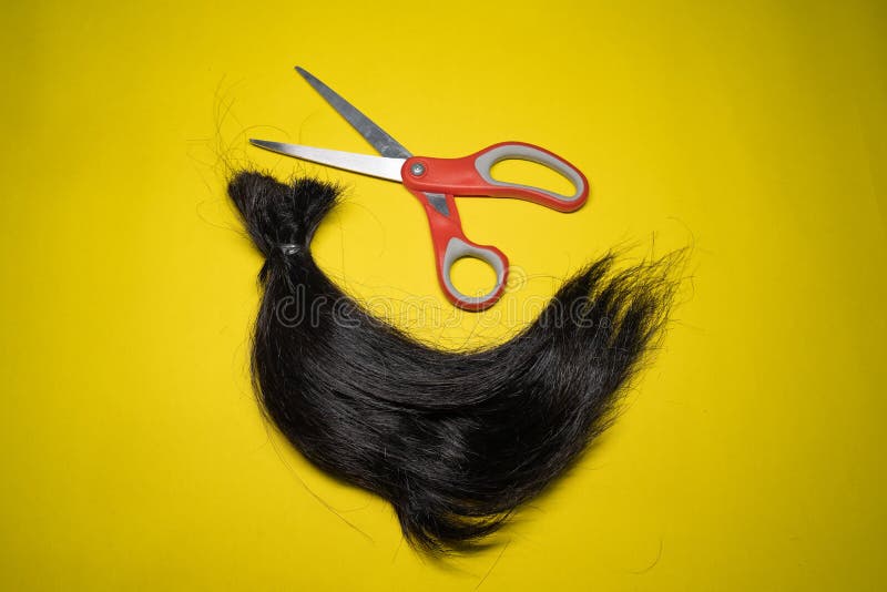 A Lock of Hair and Scissors Stock Photo - Image of human, help: 257368032