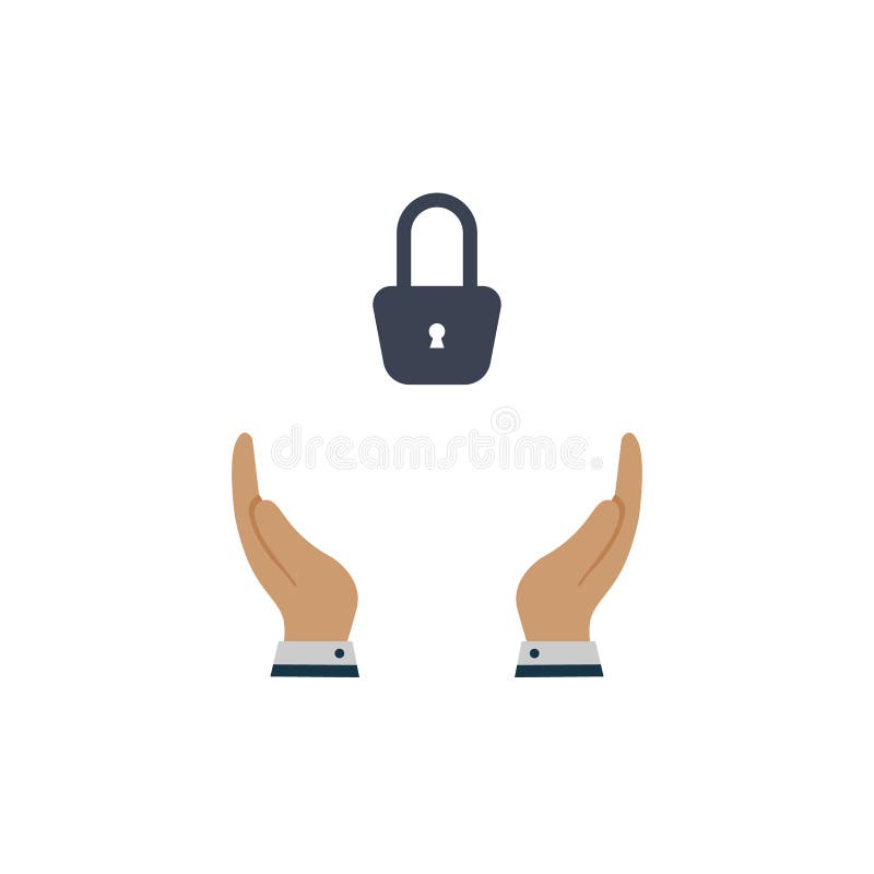 Lock in Hand Icon. Vector Symbol on White Background in Flat Design ...
