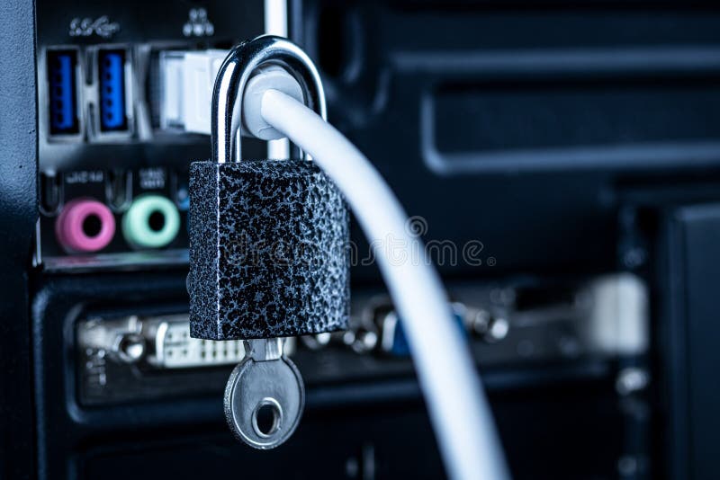 Lock Hanging on a Network Cable Stock Photo - Image of digital, idea ...