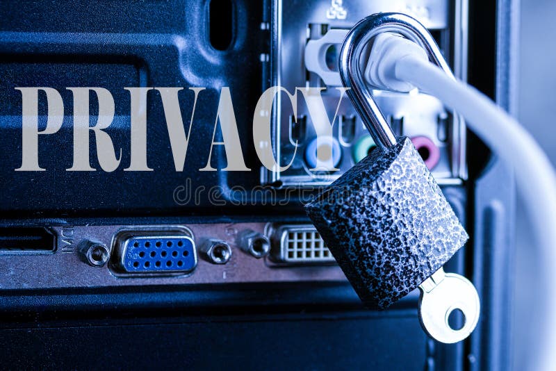 Lock Hanging on a Network Cable. Stock Image - Image of digital, guard ...