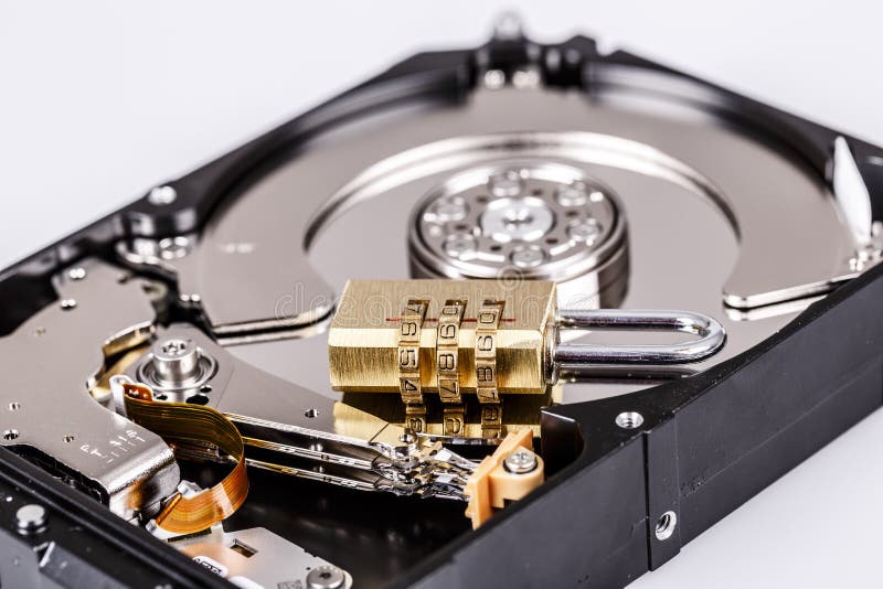Lock on Hdd or Harddrive, Part of Computer, Cyber Security Concept ...