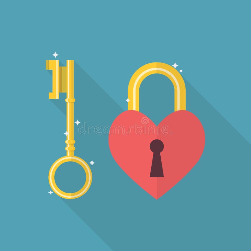 Lock heart flat icon stock vector. Illustration of keyhole - 92577240