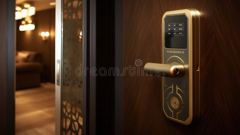 Lock hotel room door stock illustration. Illustration of access - 336180071