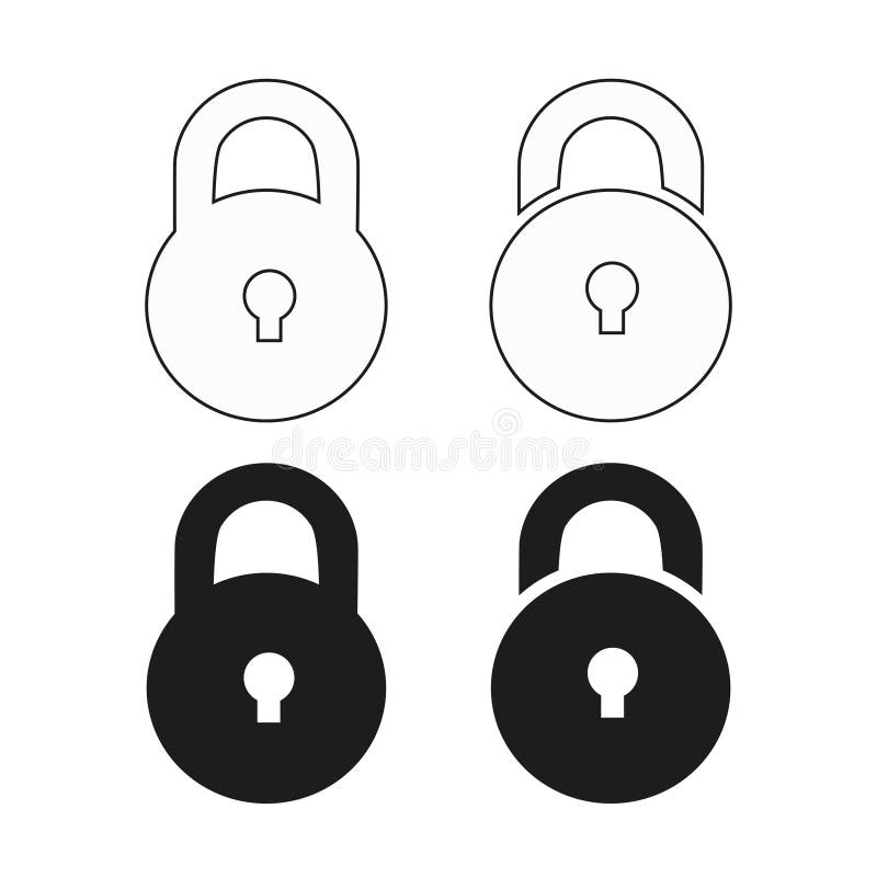 Lock Icon, Black Isolated on White Background, Vector Stock Vector ...