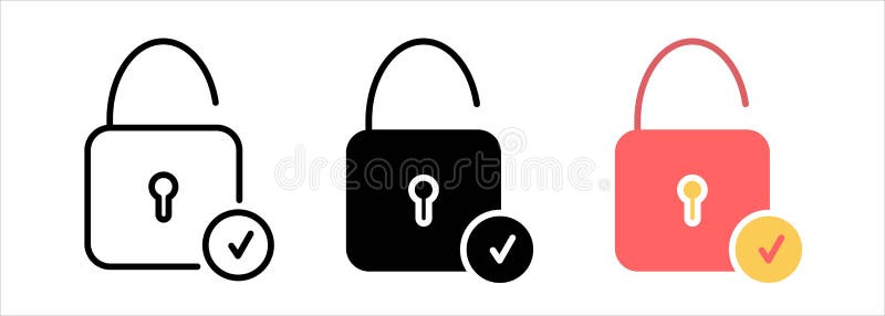 Lock Icon with Check Mark. Confirmed Padlock Icon. Trendy Lock with ...