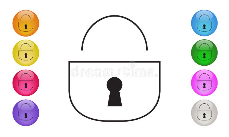 Lock Icon, Clear Thin Flat Outline Style. Vector Illustration EPS 10 ...
