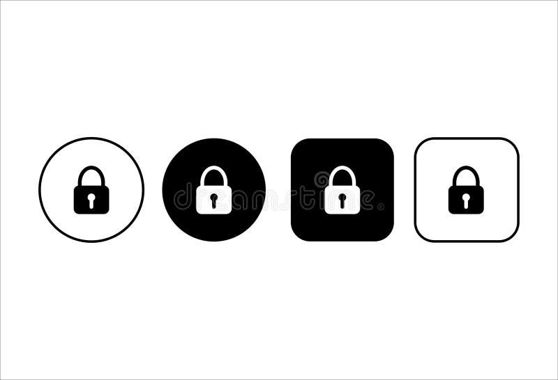 Lock Icon Collection. Web Buttons with Padlock Silhouette Stock Vector ...