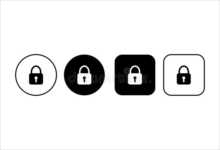 Lock Icon Collection. Web Buttons with Padlock Silhouette Stock Vector ...