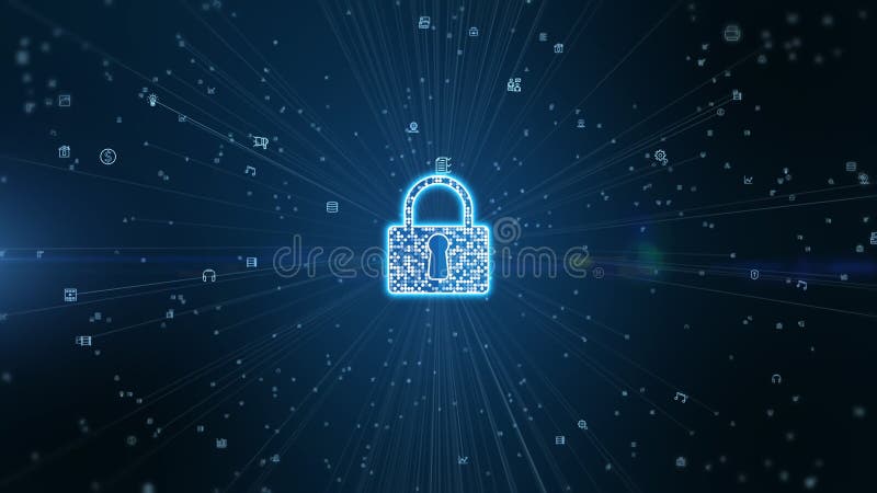 Lock Icon. Cyber Security of Digital Data Network Protection. High-speed Connection Data ...
