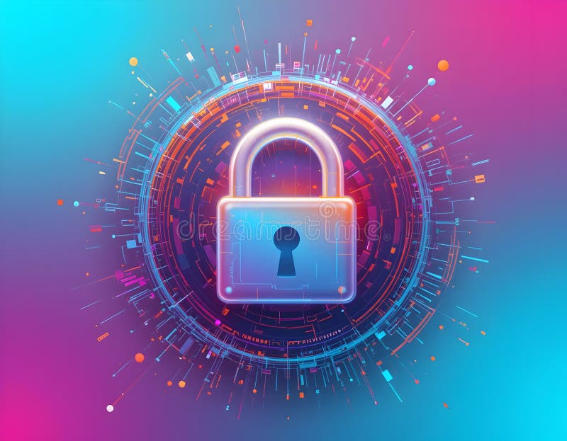 Lock Icon with Digital Background - Data Security Concept Stock ...