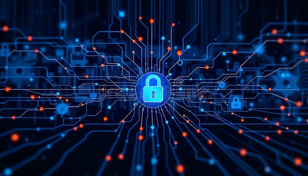 Lock Icon Digital Blue, Security Symbol Tech, Data Privacy Graphic ...