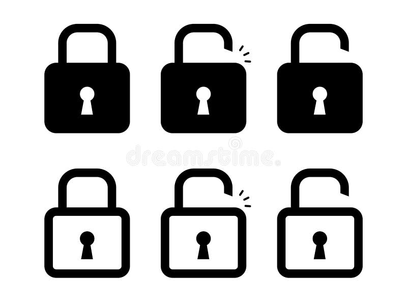 Lock Icon in Flat and Linear Style. on or Off Lock. Web Icon Set ...