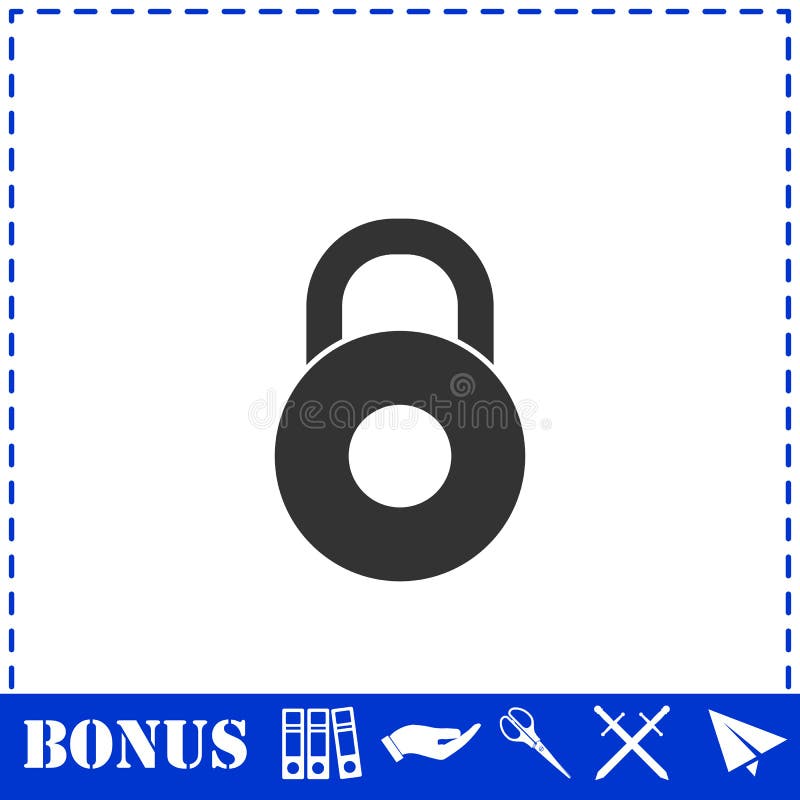 Lock icon flat stock illustration. Illustration of background - 199371189