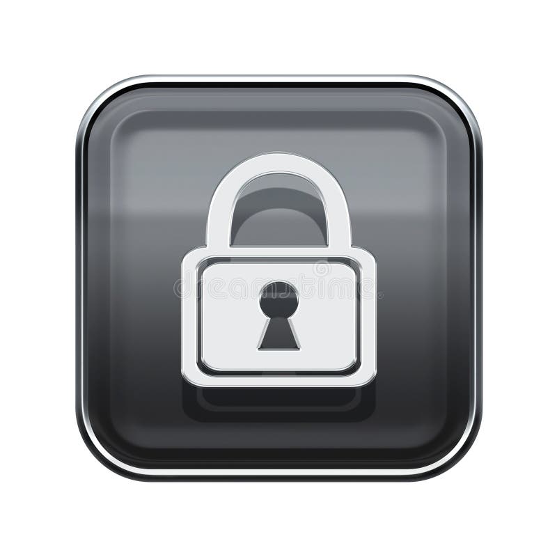 Lock icon glossy grey. stock image. Image of lock, strong - 294450471