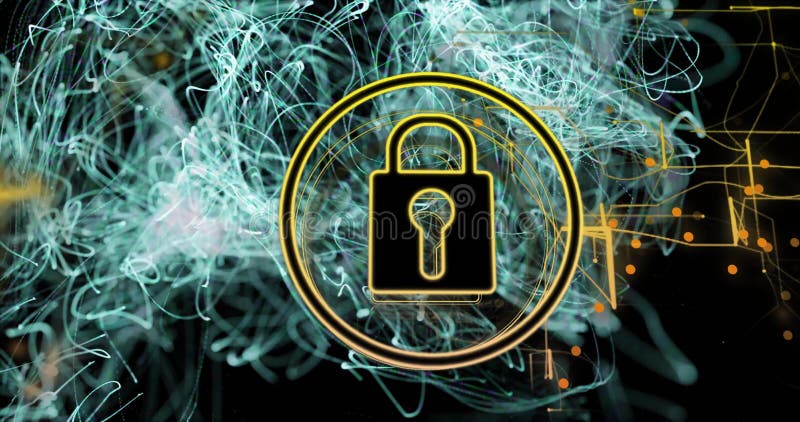 Lock Icon Image Over Abstract Digital Lines and Connections Background ...