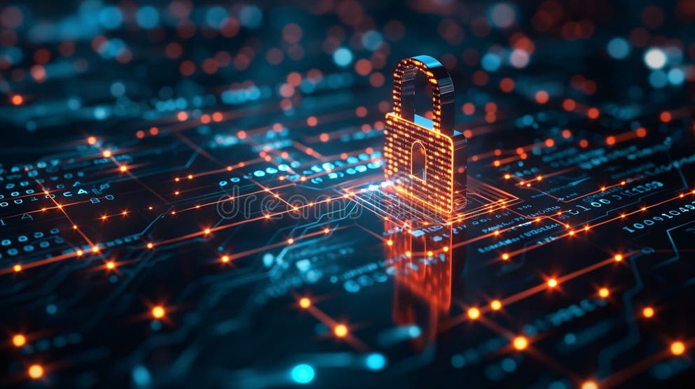 Lock Icon and Internet Network Security Technology, Concepts To Protect Data. Cybersecurity ...