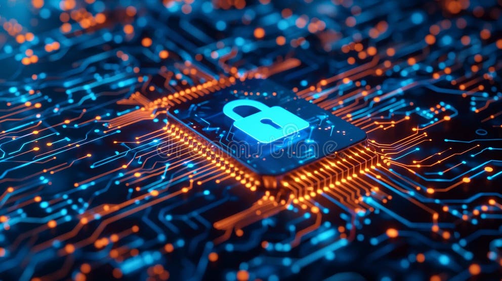 Lock Icon and Internet Network Security Technology, Concepts To Protect Data. Cybersecurity ...