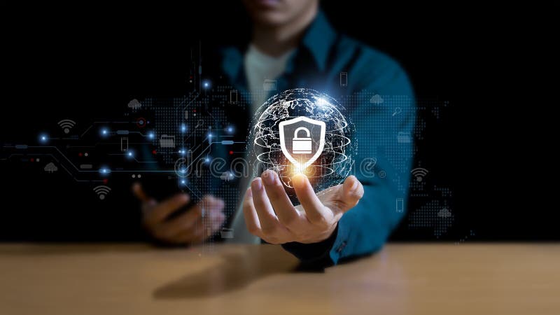 Lock Icon and Internet Network Security Technology, Cybersecurity and Privacy Concept To Protect ...