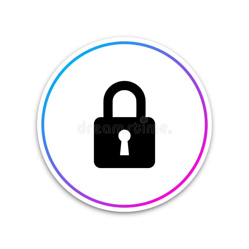 Lock Icon Isolated on White Background. Circle White Button Stock ...